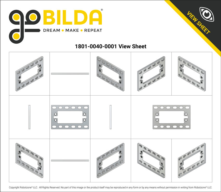 1801 Series Servo Plate For Standard Size Servos Gobilda